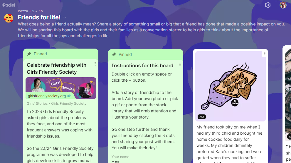 Partnerships with GFS - Girls Friendly Society supporting girls since 1875